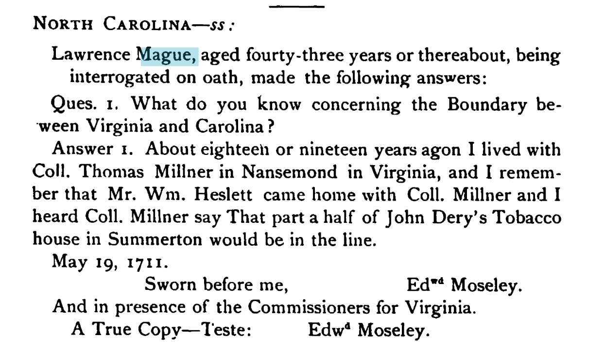 the Boundary twixt Virginia and North Carolina | Andersons of Colonial ...